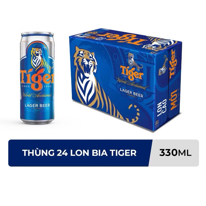 Bia Tiger - Thùng 24 Lon Cao x 330ml - Kari Shop Tạp Hóa